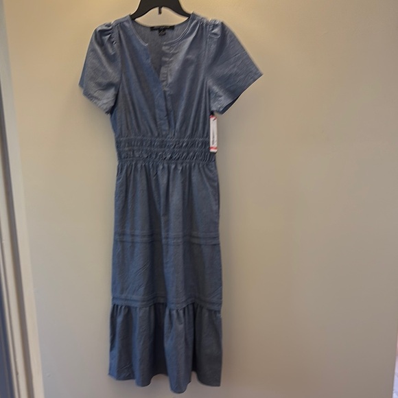 French Connection | Dresses | French Connection Blue Ruffled Tiered ...